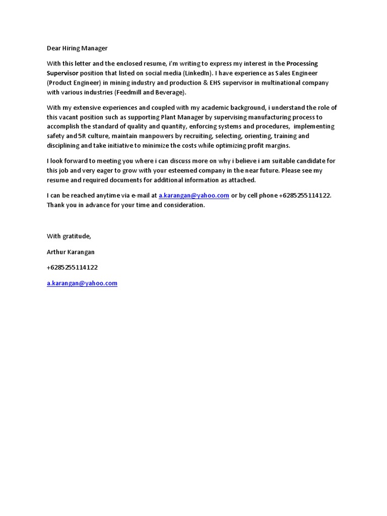 Cover Letter Processing SPV | PDF