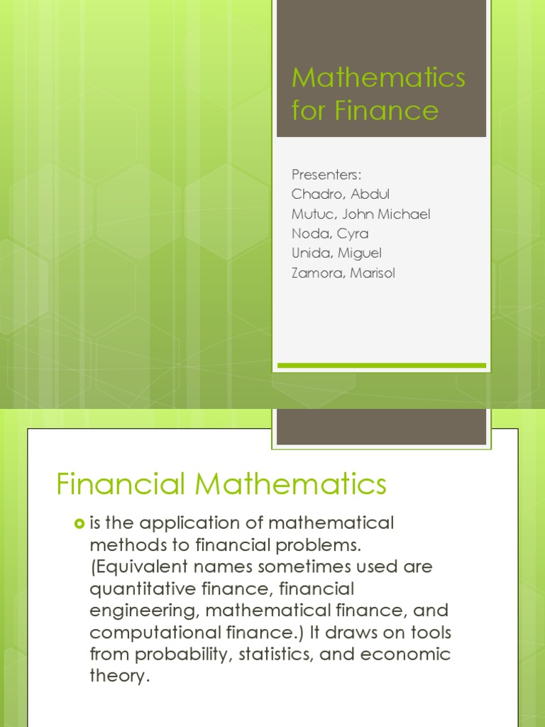 Mathematics For Finance | PDF | Bonds (Finance) | Investment Fund