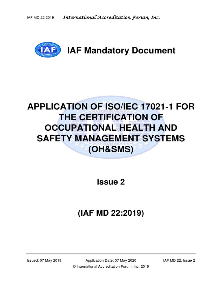 IAF MD 22 2019 Application ISO 17021-1 For Certification K3 | PDF ...