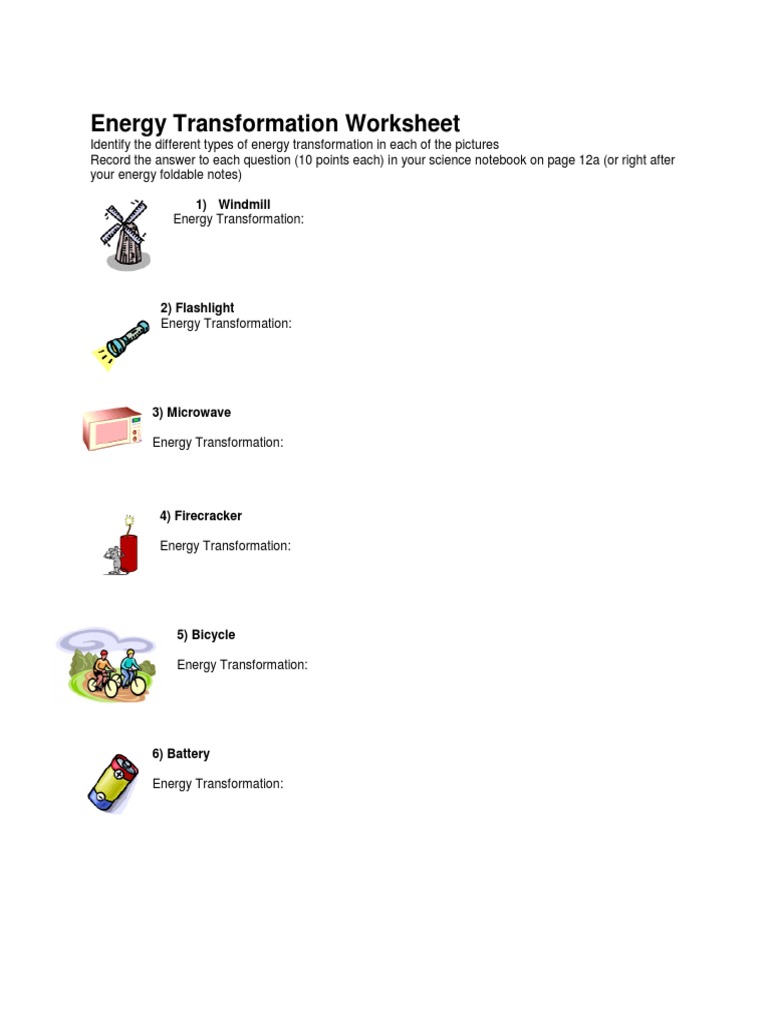 Energy Transformations for Students | PDF | Energy And Resource | Nature