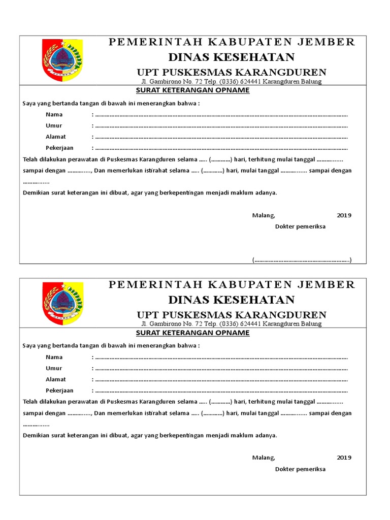 Surat Keterangan Opname | PDF