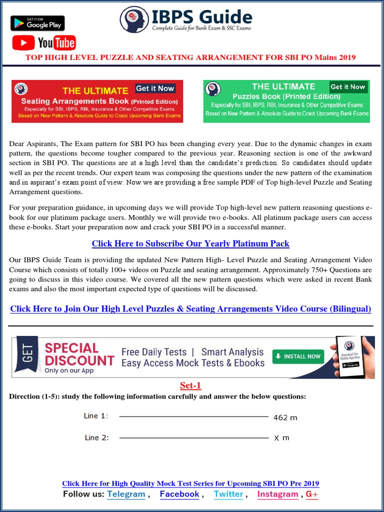 TOP High Level Puzzles Seating Questions Special PDF | PDF