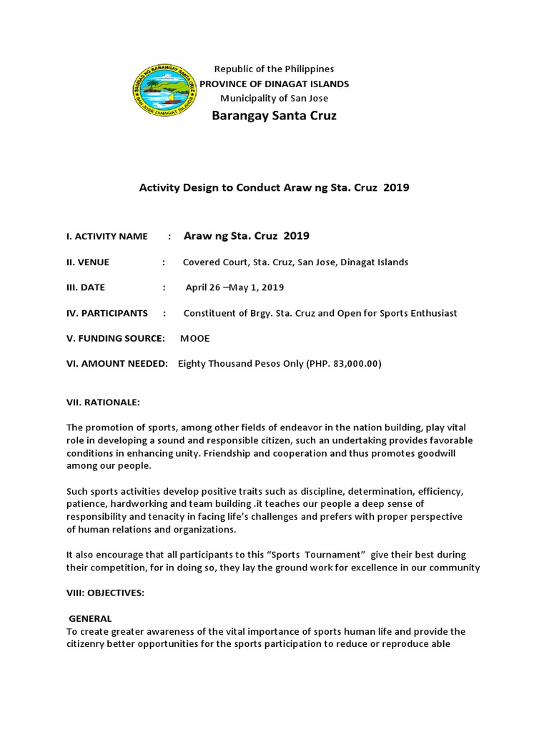 Activity Design to Conduct Sports Tournament.docx | Sports | Psychology ...