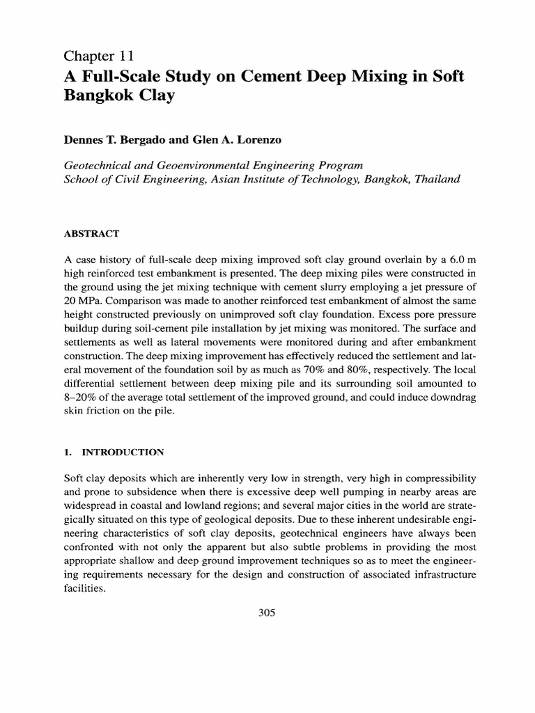 A Full-Scale Study On Cement Deep Mixing in Soft Bangkok Clay | PDF ...