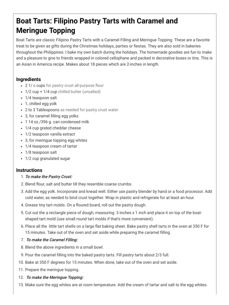 How To Make Boat Tarts | PDF | Meringue | Baking