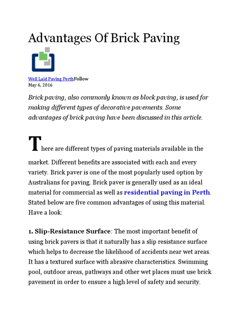 Advantages of Brick | PDF | Road Surface | Lumber