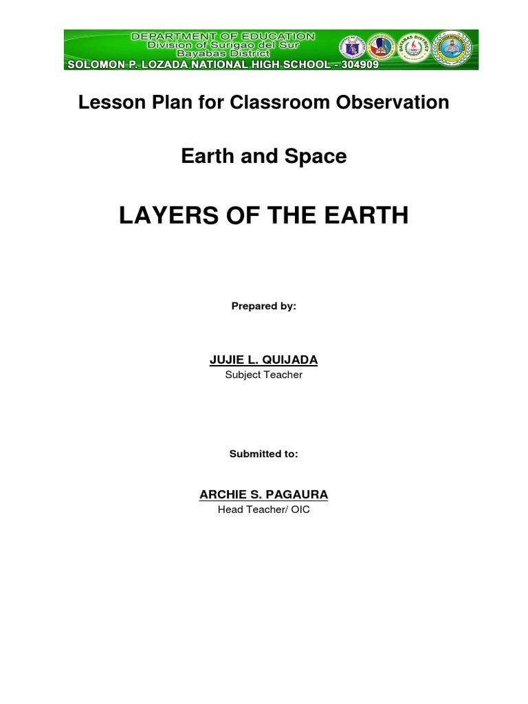 Layers of The Earth Lesson Plan | PDF | Crust (Geology) | Mantle (Geology)