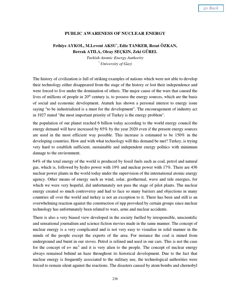Public Awareness of Nuclear Energy | Download Free PDF | Energy ...