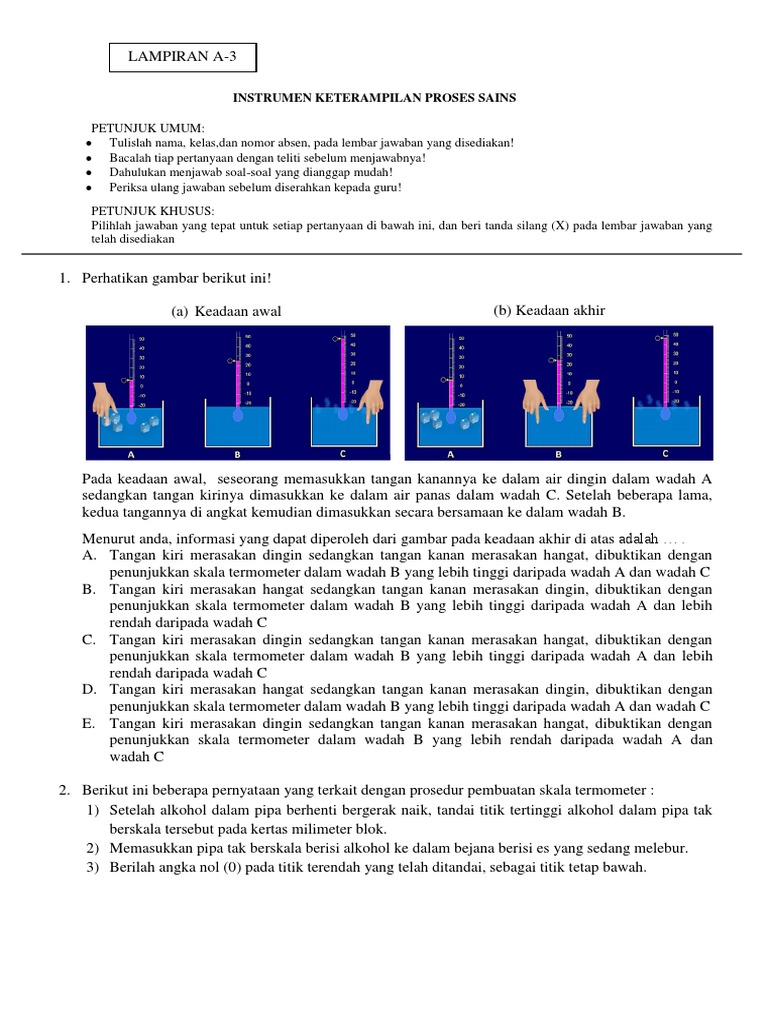Instrumen Keterampilan Proses Sains | PDF | Sains & Matematika