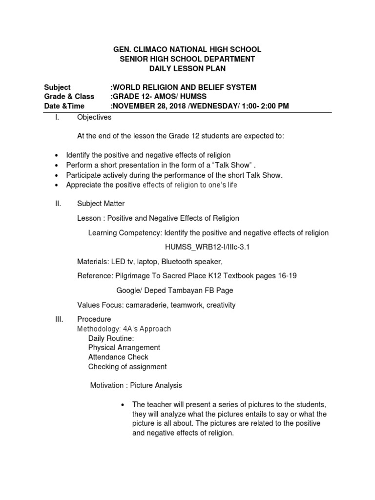 Sample Lesson Plan WRBS | PDF | Rubric (Academic) | Teaching
