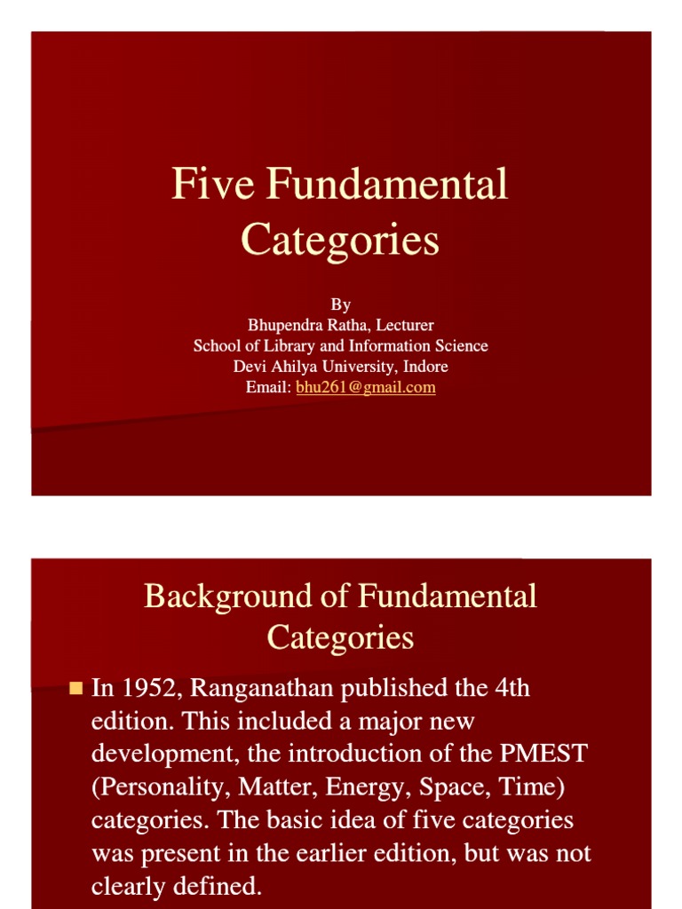 Five Fundamental Five Fundamental Categories Categories | PDF ...