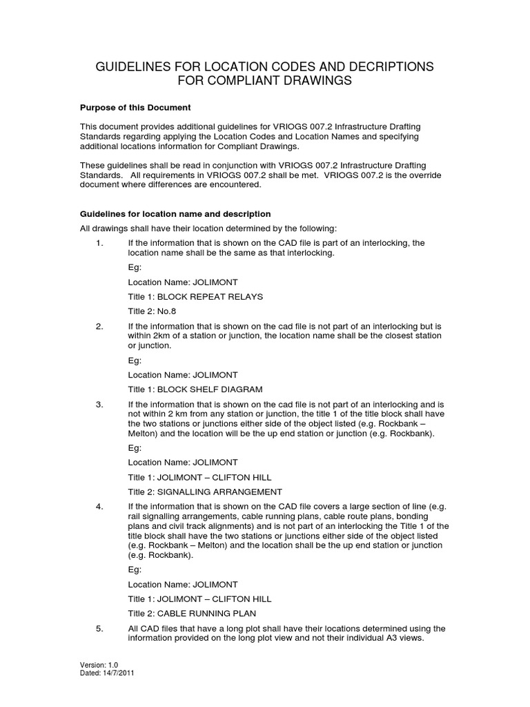 Guidelines For Location Codes and Decriptions For Compliant Drawings | PDF