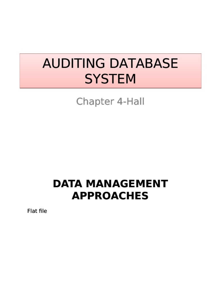 Auditing Database Auditing Database System System: Chapter 4-Hall | PDF ...