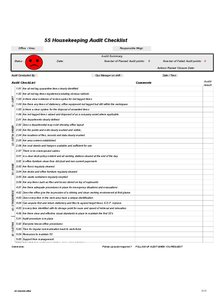5S Checklist Office | PDF | Audit | Computing