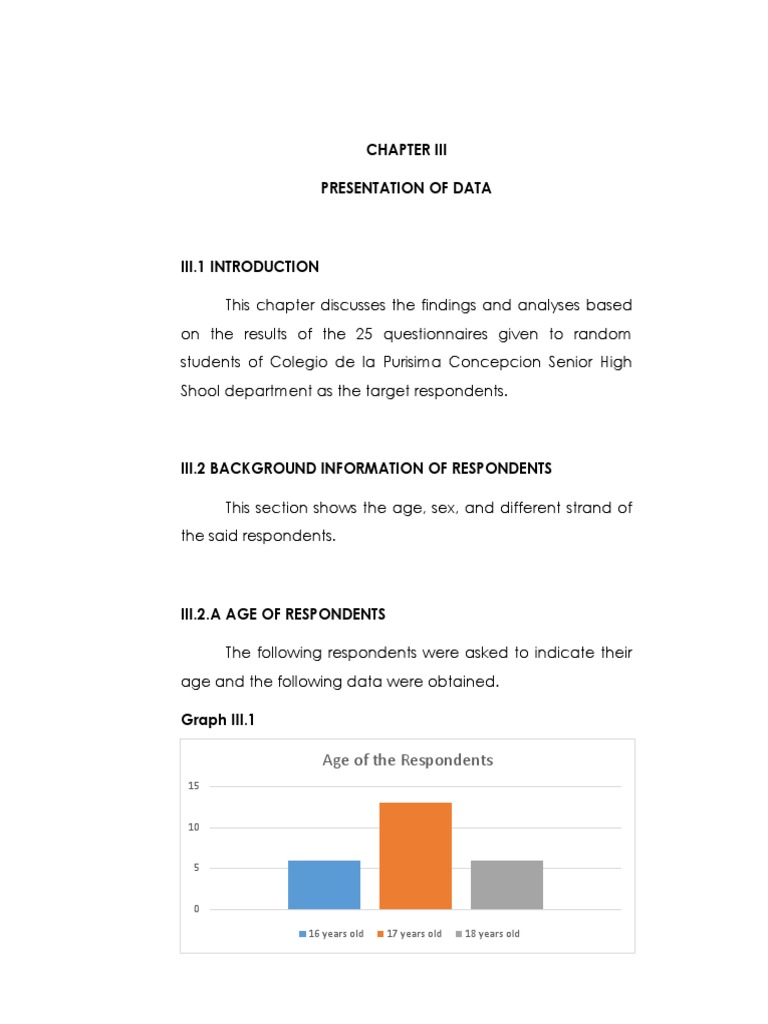 CHAPTER III - Presentation of Data | PDF | Science, Technology ...