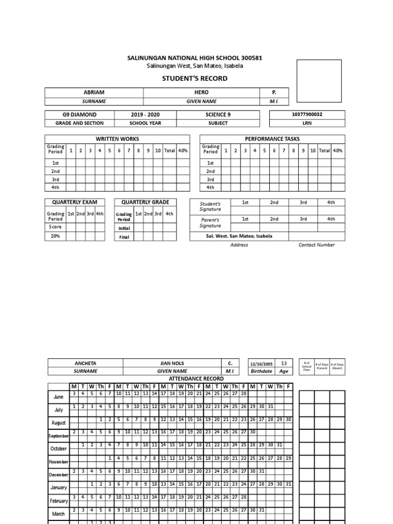 Individual Grading Sheet | PDF
