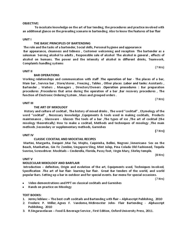 Objective | PDF | Bar | Cocktails