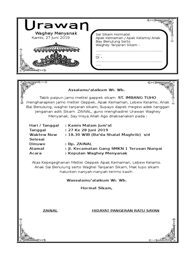Urawan Waghei Menyanak Fahmi | PDF