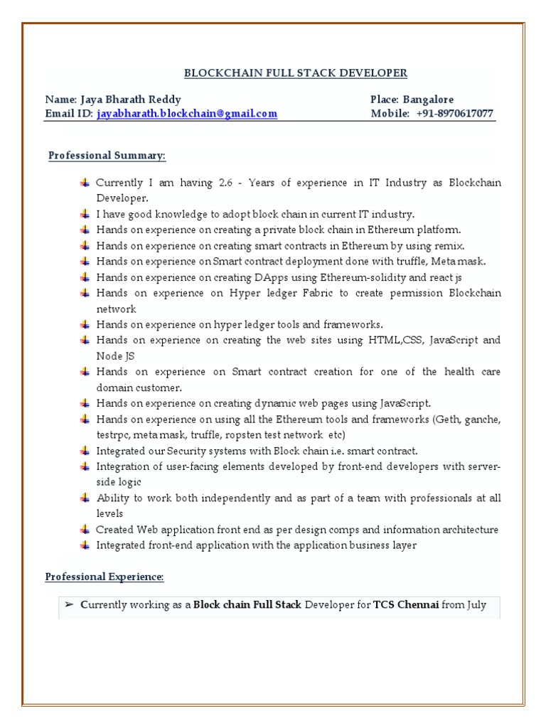 Main Profile Jaya Bharatha Reddy Blockchain Full Stack Developer Pdf Java Script Web