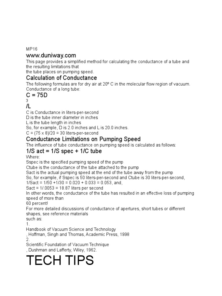 How To Calculate Pumping Speed | PDF | Electrical Resistance And ...