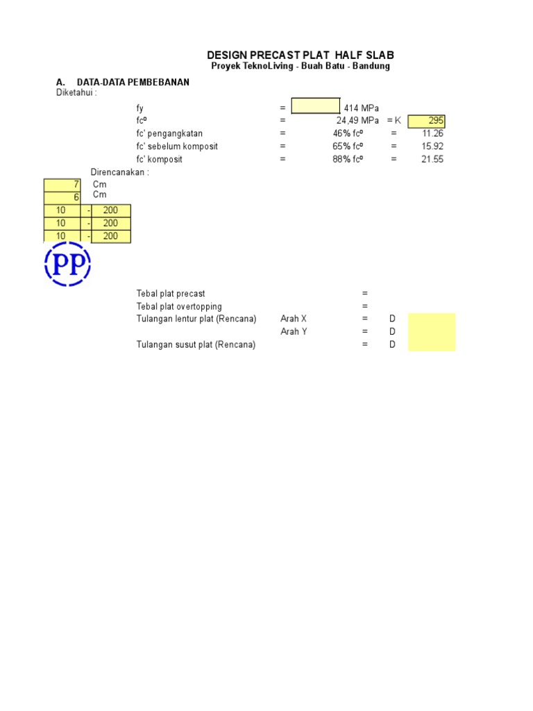 Design Precast Plat Half Slab | PDF | Composite Material | Concrete