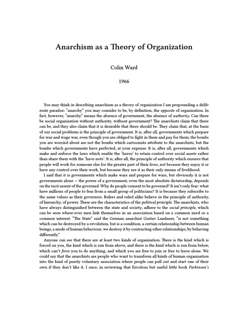 Anarchism As A Theory Of... | PDF | Sociological Theories ...