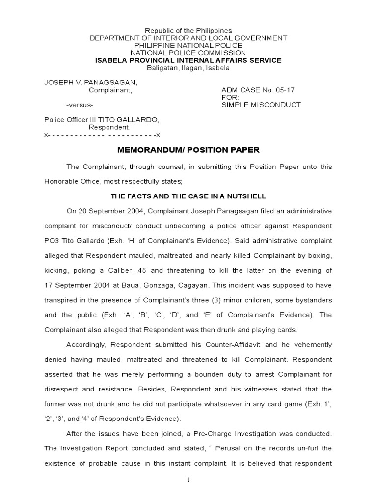 Position Paper | PDF | Testimony | Witness