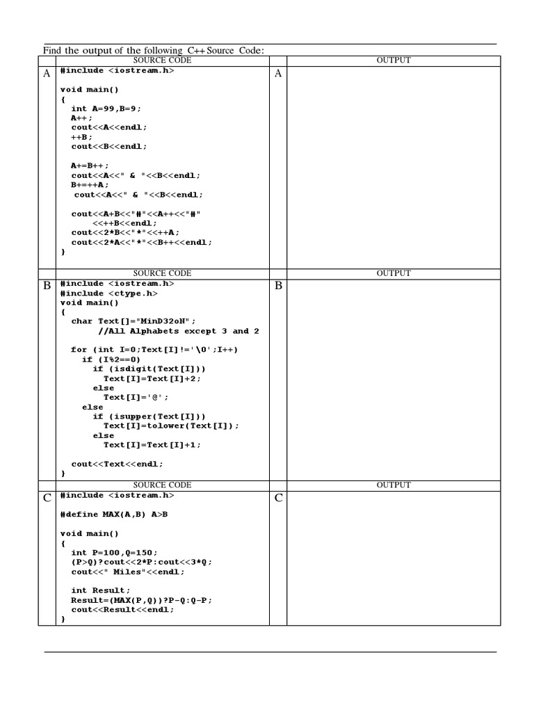 C++ Code Outputs and Explanations | PDF | Scientific Modeling ...