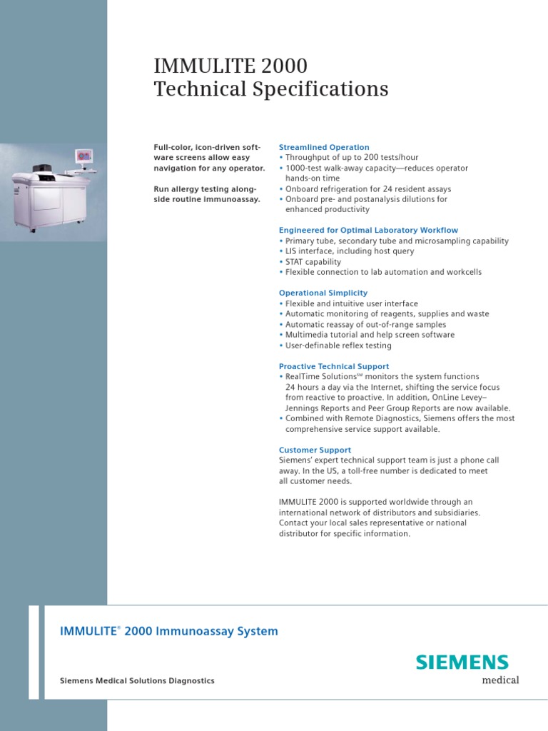 Immu Lite 2000 Spec Sheet | PDF | Areas Of Computer Science | Software
