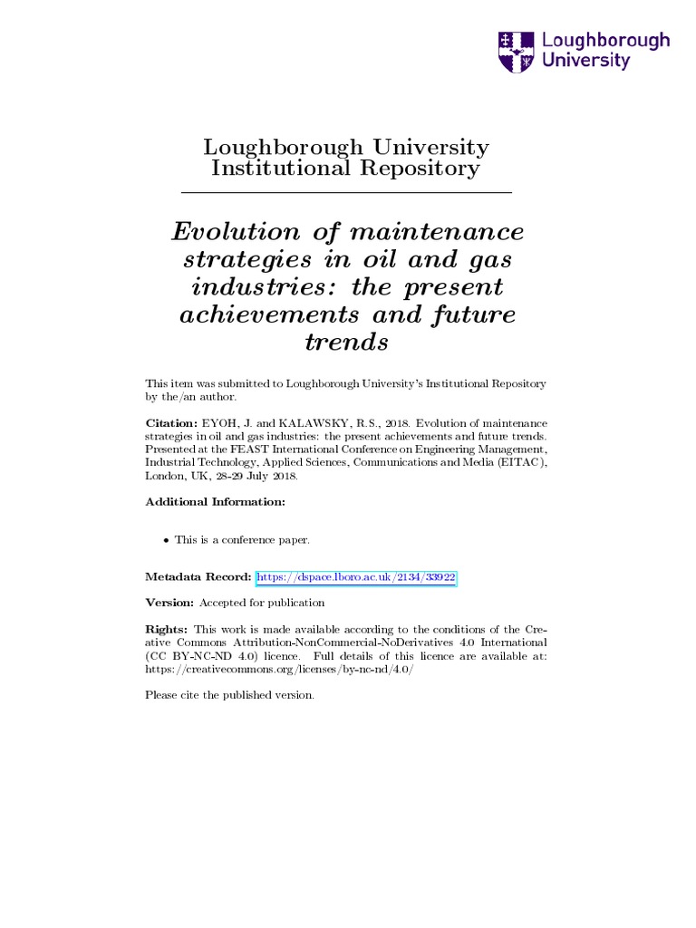 Evolution of Maintenance in Oil & Gas | PDF | Reliability Engineering ...
