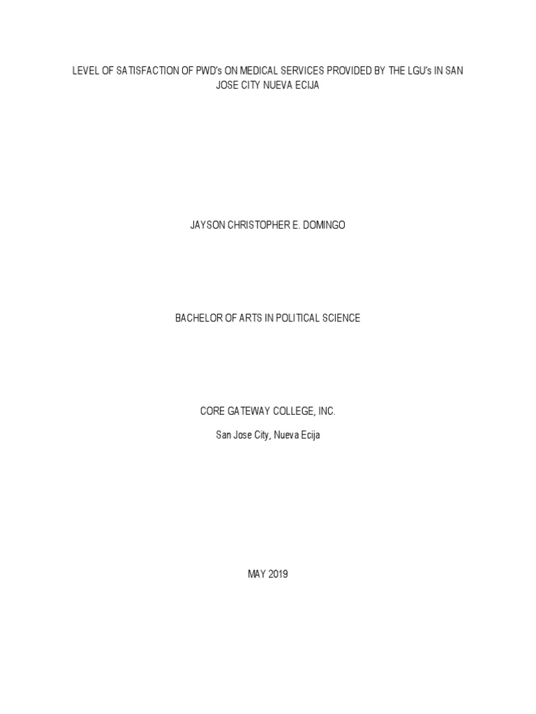 Level of Satisfaction of PWD Final | PDF | Social Protection | Disability