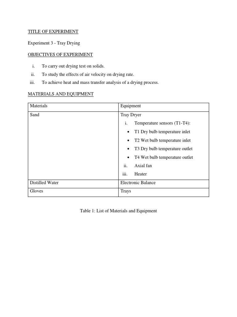 Tray Drying Lab Report | PDF | Humidity | Hvac
