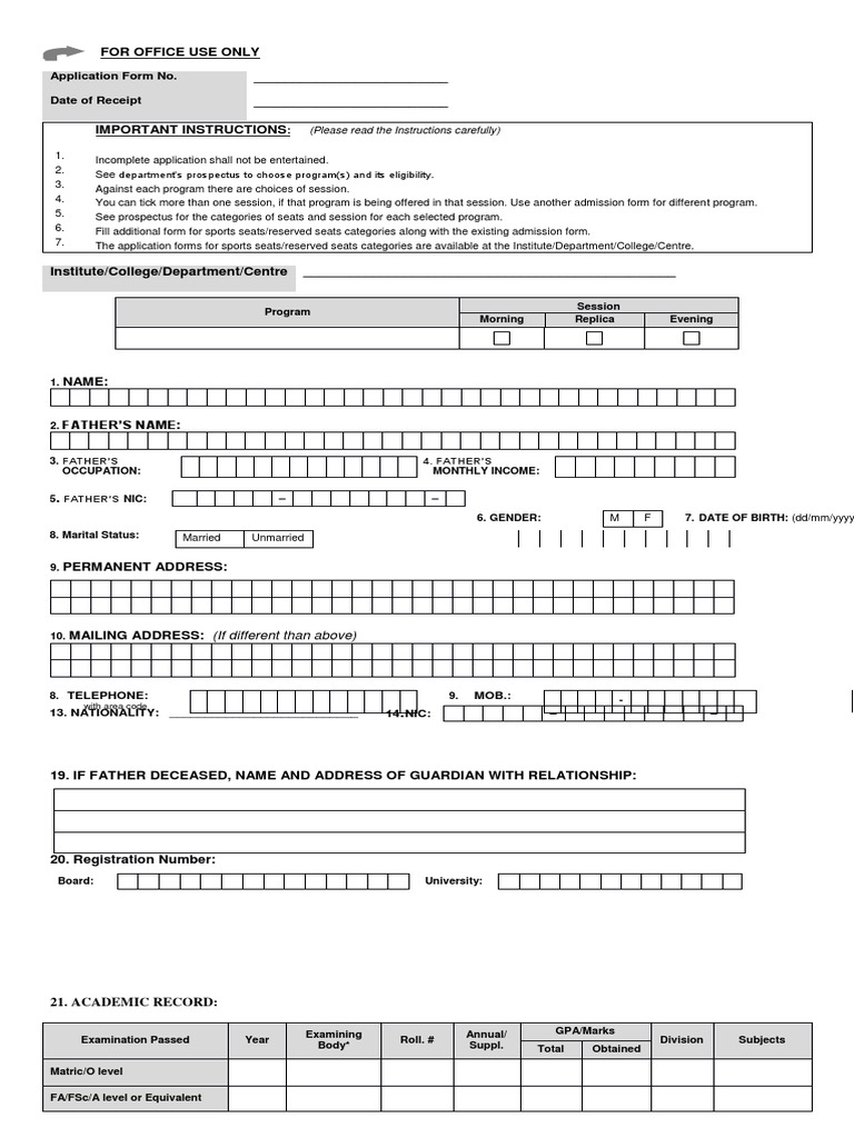 Application Form No. Date of Receipt: With Area Code | PDF | Government ...