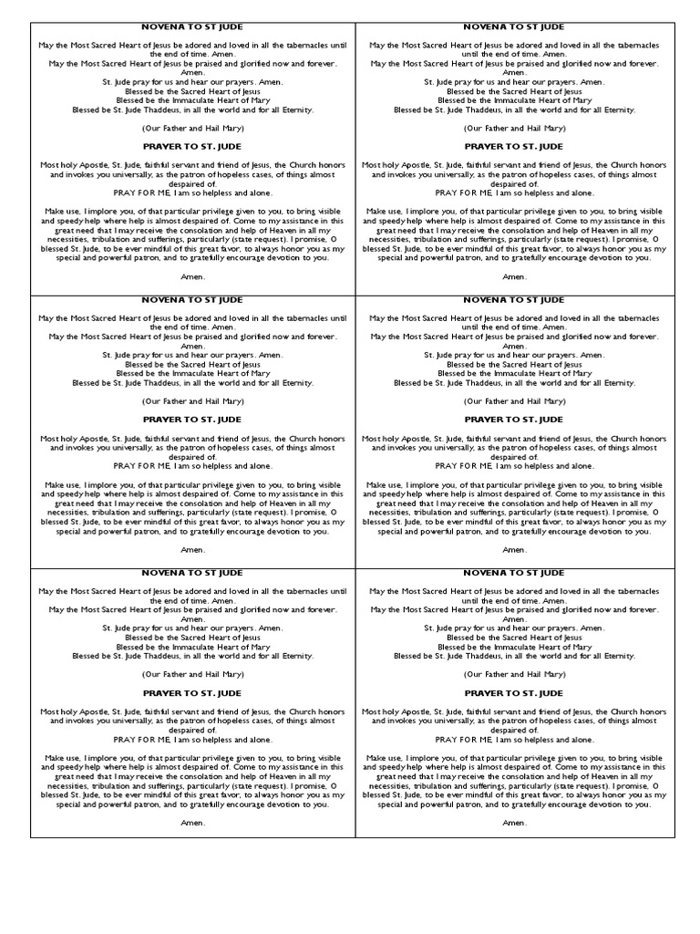 Novena To ST Jude | PDF | Prayer | Lord's Prayer