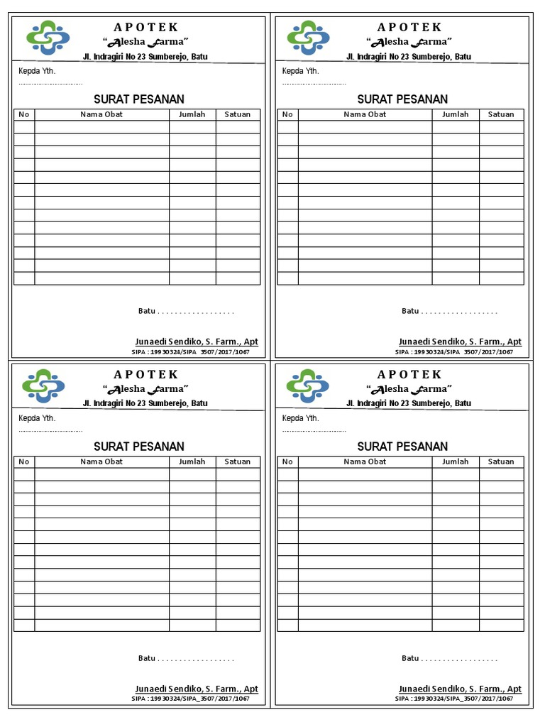 Contoh SP Obat Di Apotek | PDF