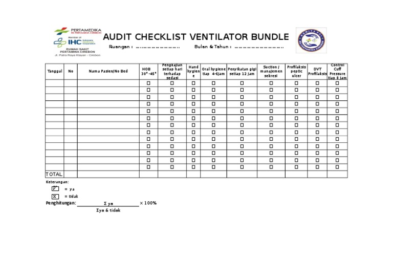 Ventilator Care Bundle Audit Checklist | PDF | Diseases And Disorders ...