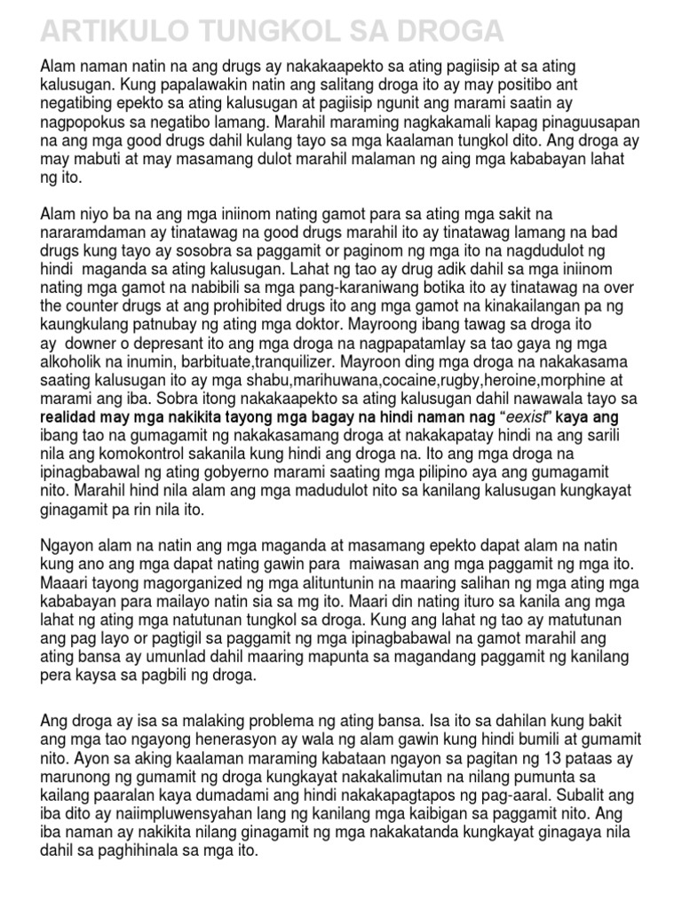 Artikulo Tungkol Sa Droga | PDF
