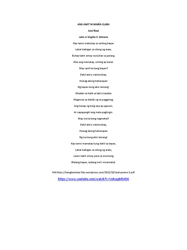 Ang Awit Ni María Clara | PDF