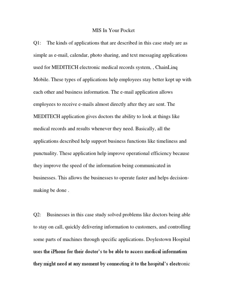 Mis in Your Pocket Case Study 1 | PDF | I Phone | Mobile Device