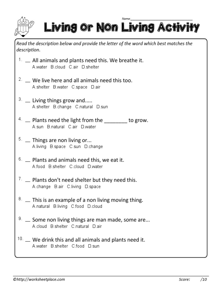Living Non Living Activity 1 | PDF | Nature