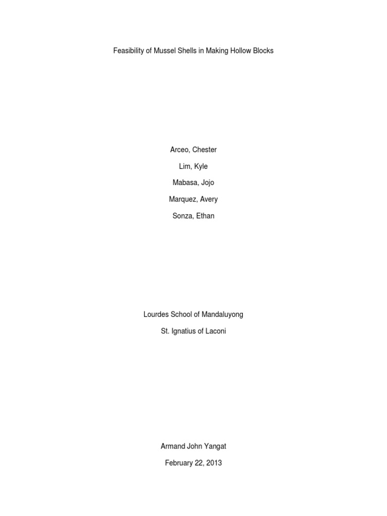 Feasibility of Mussel Shells in Making Hollow Blocks PDF | PDF ...