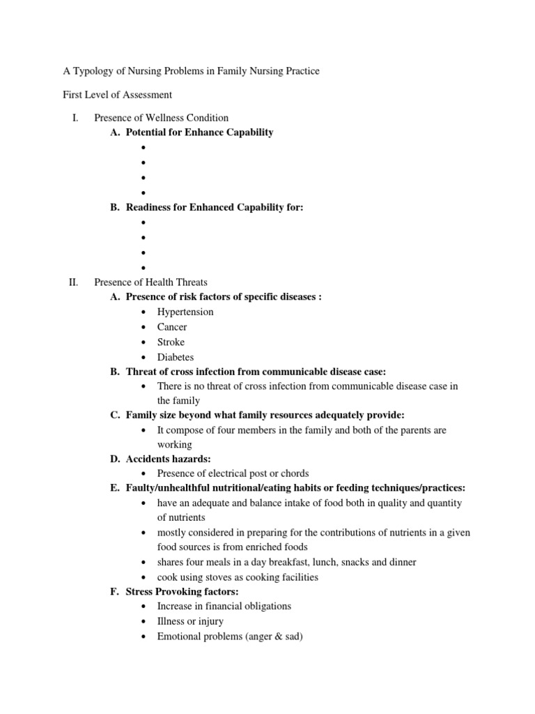 A Framework for Assessing Nursing Problems in Families Based on ...