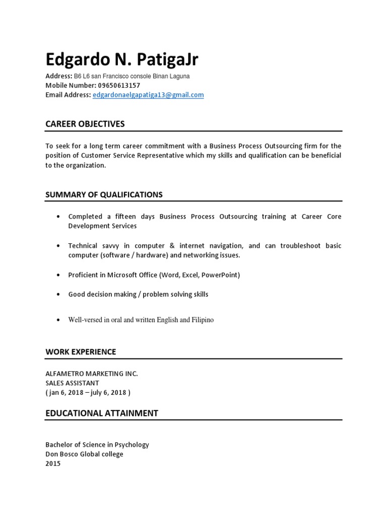 STP Sample Resume | PDF