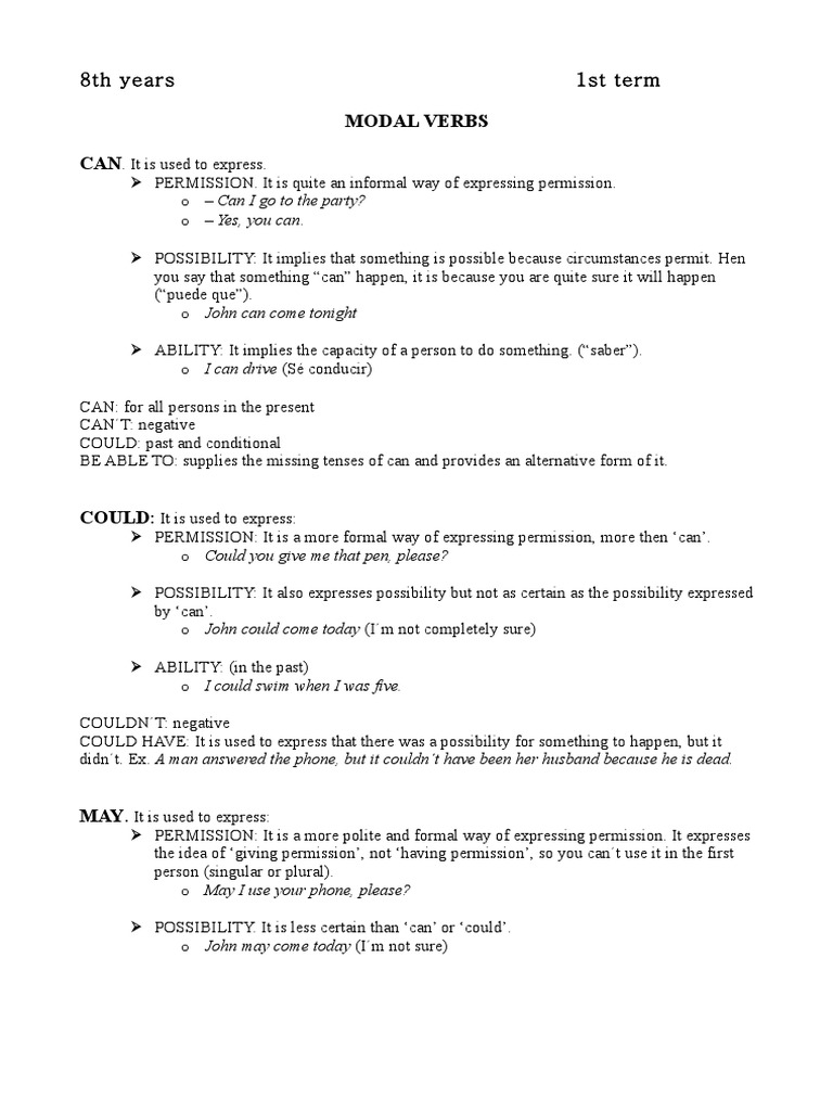 FCE Modal Verbs | PDF | Languages | Language Arts & Discipline
