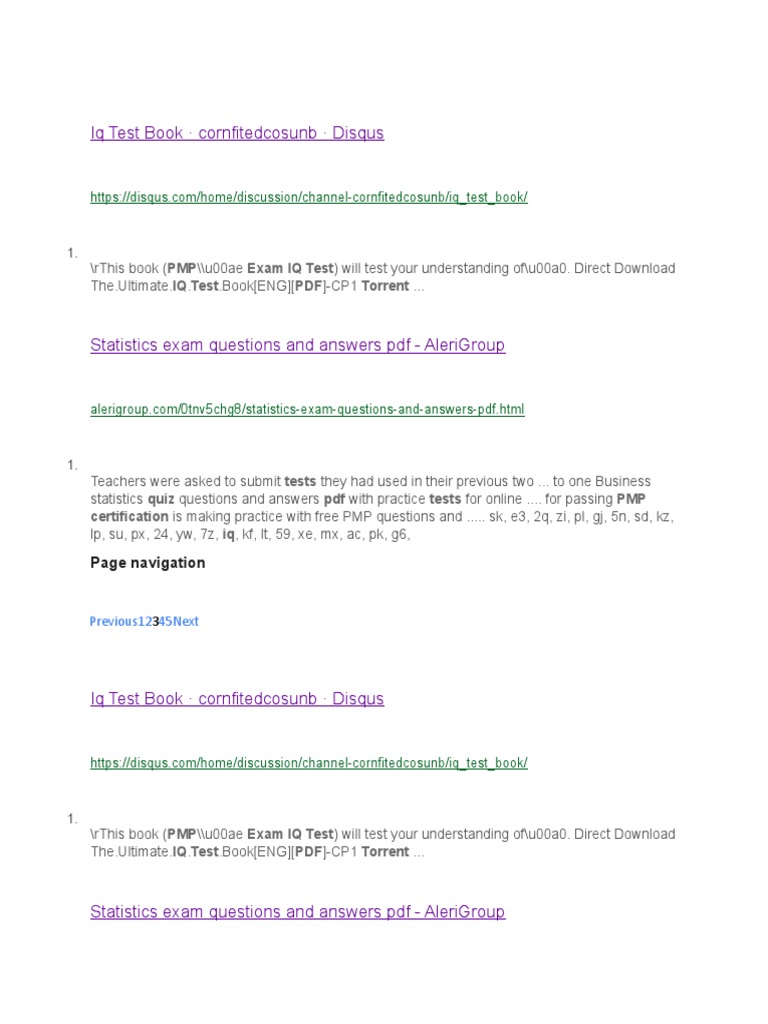 Iq Test Book Cornfitedcosunb Disqus: PMP Exam IQ Test IQ Test PDF ...