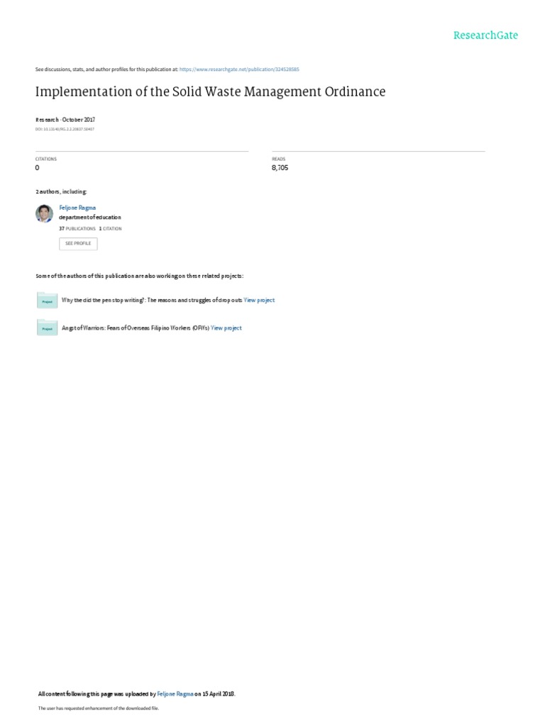 Solid Waste Management Ordinance | PDF | Incineration | Municipal Solid Waste