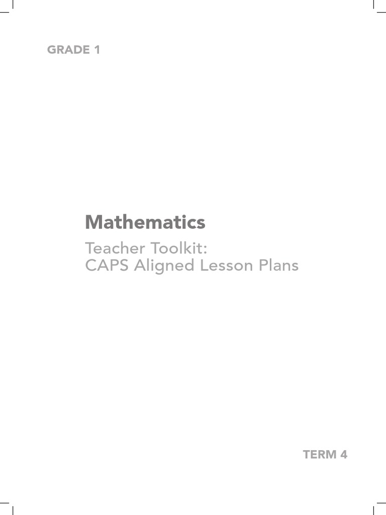 GR 1 Term 4 2018 Maths Lesson Plan English Only | PDF | Lesson Plan ...