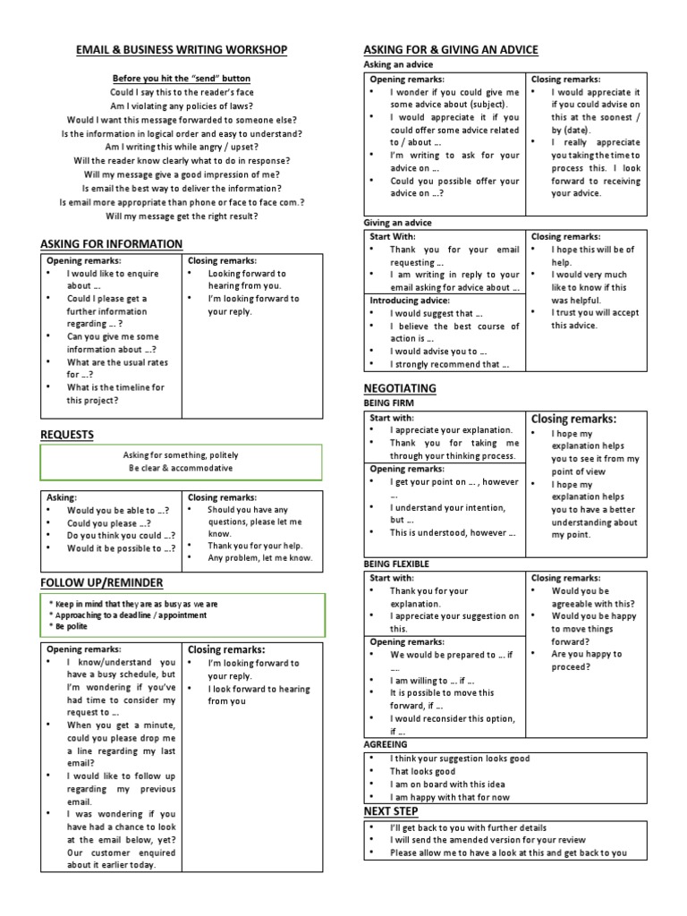 Email and Business Writing Tips | PDF | Language Arts & Discipline ...