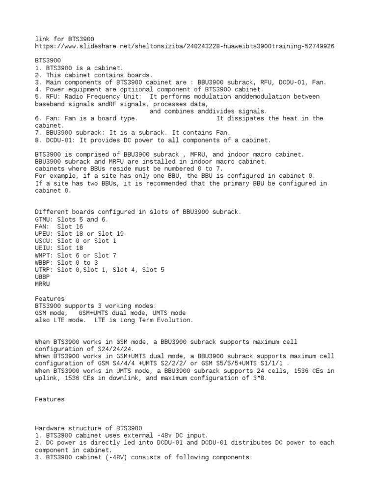 Bts 3900 Details | PDF | Power Supply | Network Topology