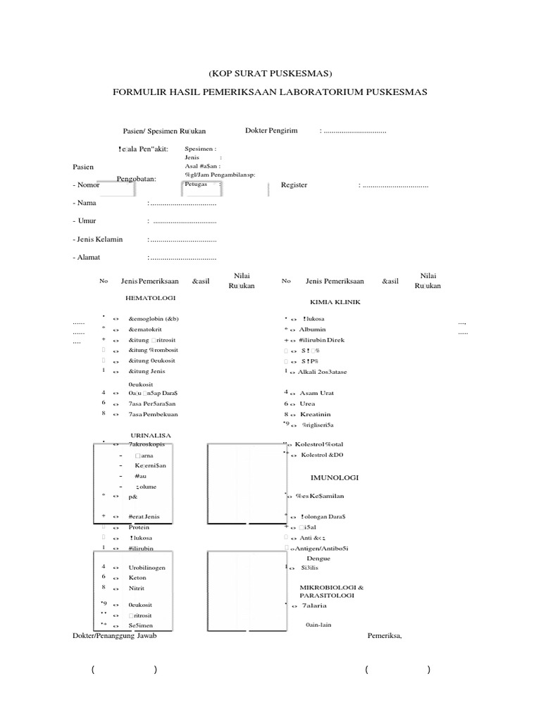 Form Pemeriksaan Lab | PDF